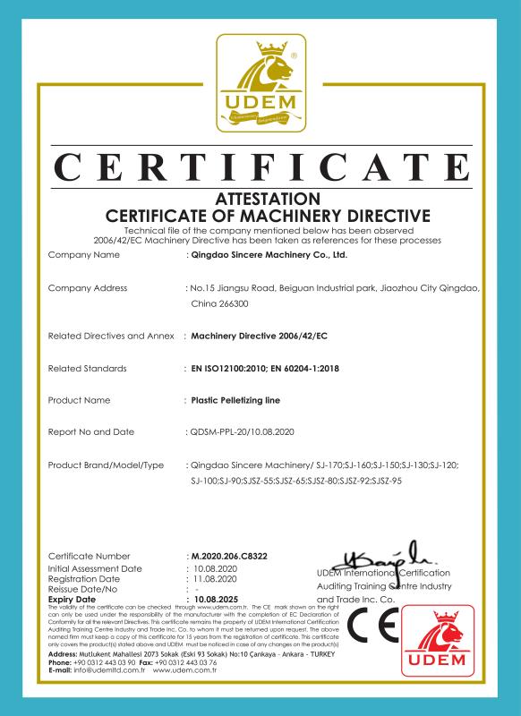 CE - Qingdao Sincere Machinery Co., Ltd