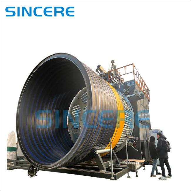 HDPE Hollow Wall Spiral Pipe Extrusion Line in operation