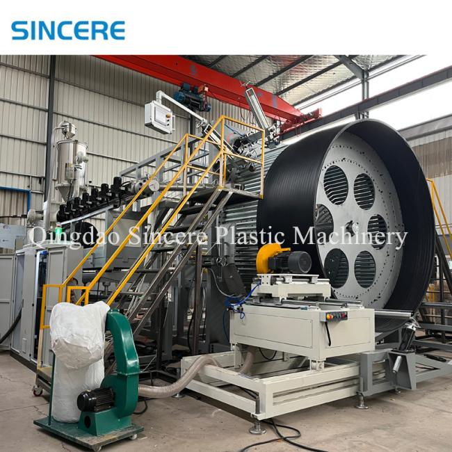 PPH PE Solid Wall Spiral Winding Pipe Extrusion Line in operation