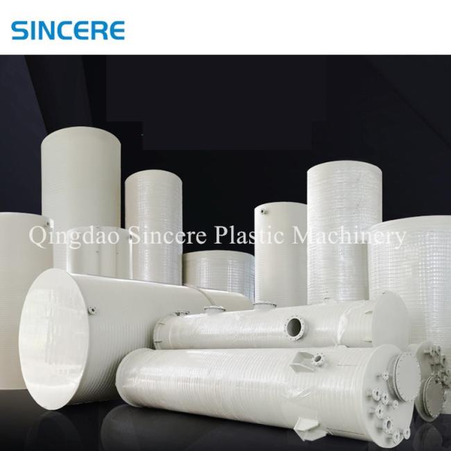 Close-up view of the pipe extrusion mechanism