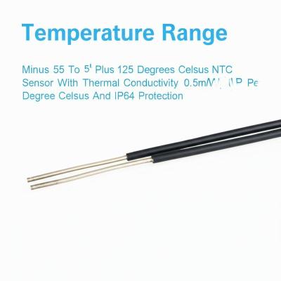 China Temperature Range Minus 55 To Plus 125 Degrees Celsius NTC Temperature Sensor With Thermal Conductivity 0.5mW Per Degree Celsius And IP64 Protection for sale