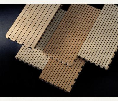 China De melamine beëindigt Gegroefte MDF Correcte Bewijs Akoestische Houten Comités met Gaten Te koop
