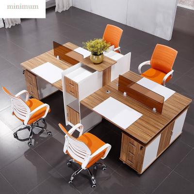 China Custom Office Furniture Partitions With Storage Cabinet , 4 Person Workstation Desk for sale