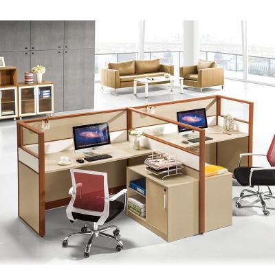 China Custom Office Furniture Partitions With Storage Cabinet , 4 Person Workstation Desk for sale