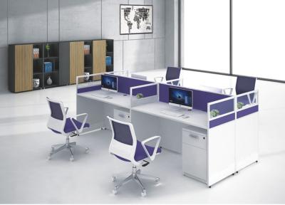 China Multi Color Office Furniture Partitions  , Frosted Glass And Metal Board Desk Open 4 Person Office Workstation for sale