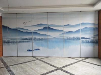 Cina Muri divisori mobili di legno sprofondanti del cuoio della pittura del paesaggio per l'hotel in vendita