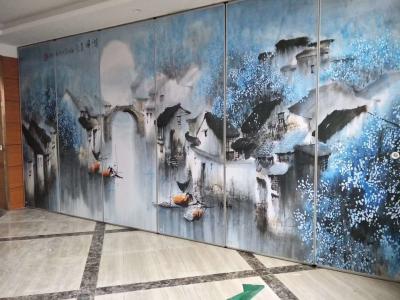 Cina Muri divisori mobili di legno sprofondanti del cuoio della pittura del paesaggio per l'hotel in vendita