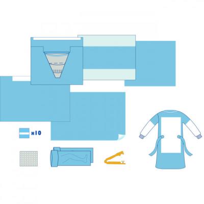 China Disposable Sterile Delivery Pack with Pouch Non Woven Fabric Sterile Reinforced Ult. Stitch Surgical Gown Set for sale