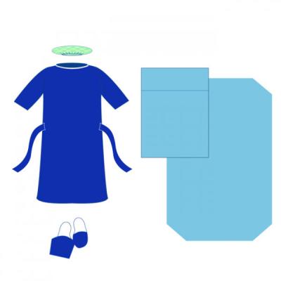 China Disposable Non Sterile Welcome Pack With Patient Gown Short Sleeve,Cap,Slipper,Pillow Cover And Bed Cover for sale