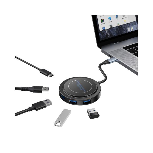 Circulaire Multiple USB C Hub Absorption magnétique Pour ordinateurs portables Téléphones mobiles Consoles de jeux