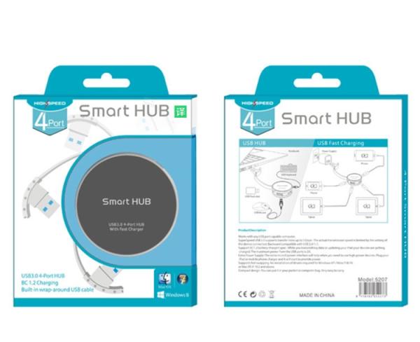 Fast Charging Smart Round Adapter 4 Ports USB HUB