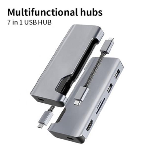 7 en 1 PD de charge câble caché station d'accueil USB C