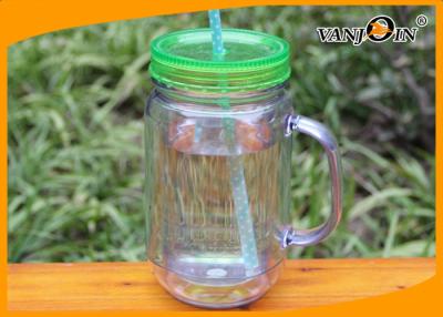 Cina Doppio strato COME barattolo di muratore di plastica materiale 16oz/contenitori di stoccaggio di plastica dell'alimento con i coperchi in vendita