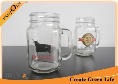 Cina 16oz su misura stampando la tazza bevente del muratore di vetro con la maniglia, barattoli di vetro del muratore con i coperchi in vendita
