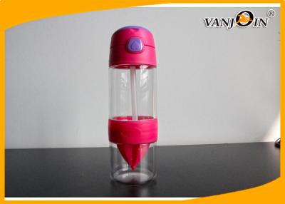 Cina Bottiglie di plastica arancio su ordinazione con paglia, bottiglie di acqua vuote di plastica della bevanda del succo di frutta del limone in vendita