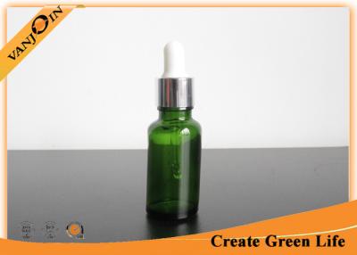Cina bottiglie di vetro verde scuro con il cappuccio del contagoccia del nastro, bottiglie di vetro miniatura dell'olio essenziale 20ml in vendita