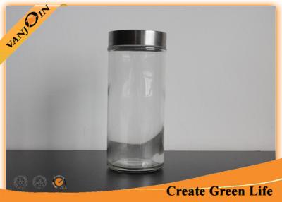 Cina lo stoccaggio di vetro del grande cilindro 1000ml stona con i coperchi/le bottiglie di vetro di stoccaggio del coperchio metallo della vite in vendita