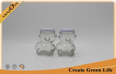 Cina L'alimento del vetro trasparente di uso 320ml della casa di forma dell'orso stona con il coperchio a vite del metallo in vendita