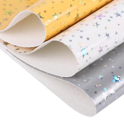 Cina Breathable Waterproof Wear Resistant 1mm Thick Layer Laminated Warp Fabric PU Faux Leather Covers Printed Glitter For Shoes Film in vendita