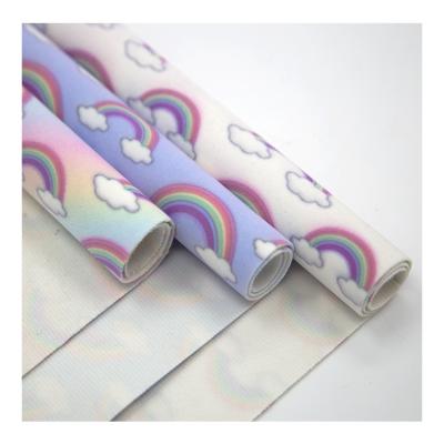 Cina Customized Abrasion-resistant holographic flocking PU leather fabric for making shoes/holografico de cuero in vendita