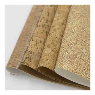 Cina Waterproof natural cork fabric custom pu lining material rexine leather for shoes in vendita