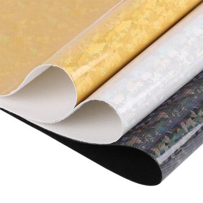 Cina Fashion Waterproof Durable PVC Film Knitted Fabric Faux Leather Sheets Glitter Synthetic Leather For Bag Luggage Upholstery in vendita