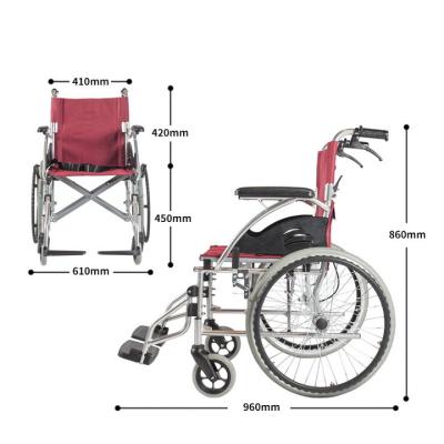 Cina Sedia a rotelle manuale di alluminio leggera per gli handicappati in vendita