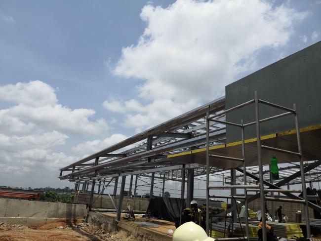 Steel frame building interior space