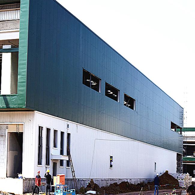 Modern steel warehouse structure exterior view