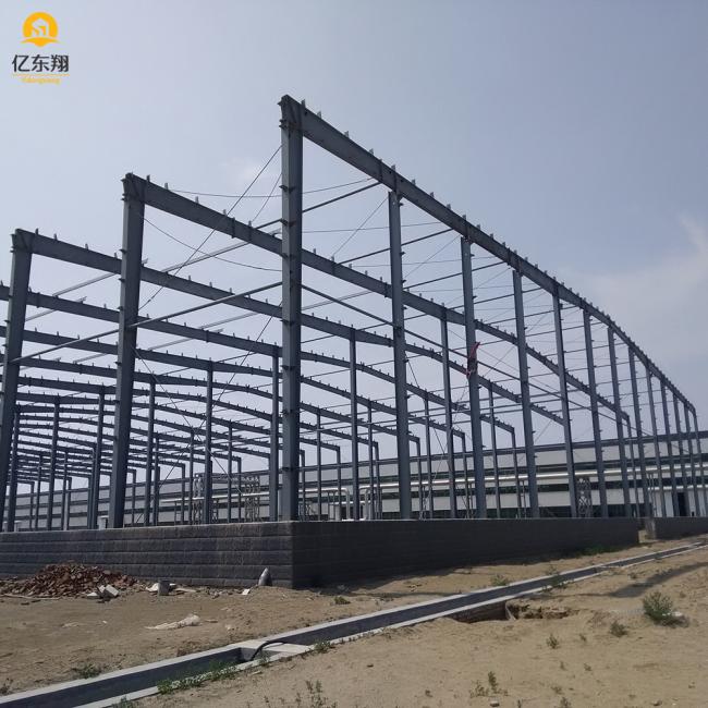 Steel frame construction in progress