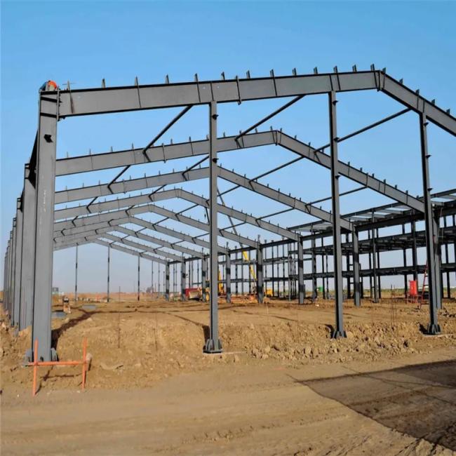 Steel structure workshop interior view