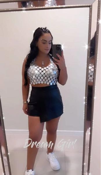 Quality Holographic Sequin Decor bustier corset Chain Detail Backless Crop Halter Top for sale