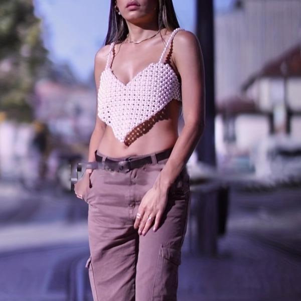 Quality Heart pearl bustier corset top for sale