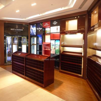 China MDF grosso da mobília 9mm da loja de vinho do OEM selecionável com as luzes de tira do diodo emissor de luz à venda
