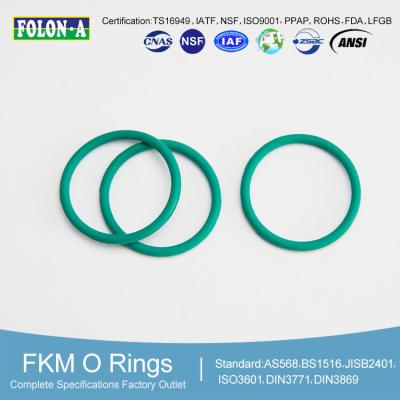 China Green FKM O Rings 70 - 90 Hardness Heat Oxidation Resistance for sale