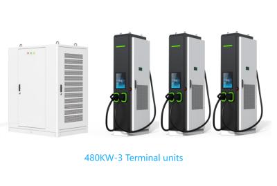 China Liquid cooled 500A ultra fast 480kW-Eichrecht distributed DC Charger with 3 terminals for sale