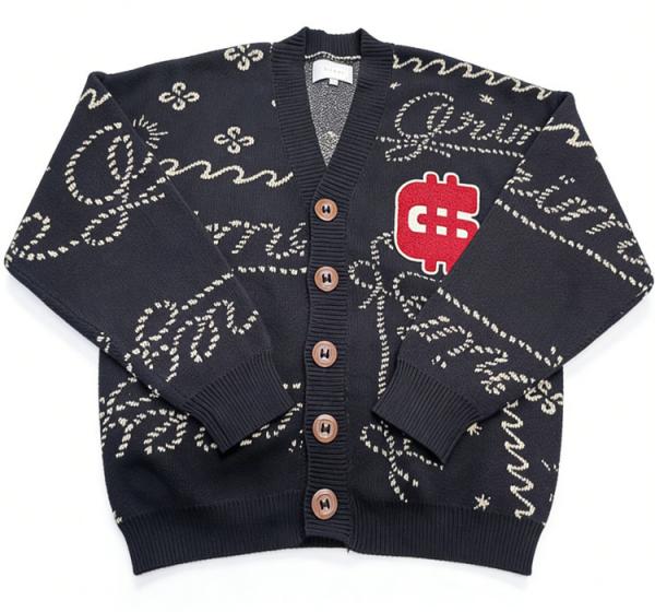 Quality Heavy jacquard cotton cardigan 7GG 100 percent cotton comfortable breathable casual wear for everyday for sale