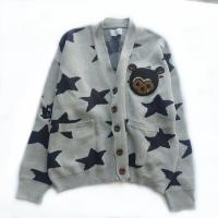Quality Winter Mens sweater cardigan 100 percent cotton jacquard thick warm casual fit for sale