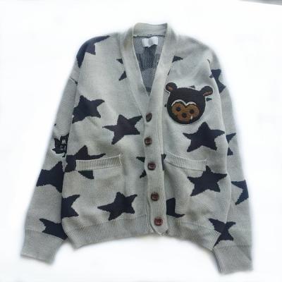 China Winter Mens sweater cardigan 100 percent cotton jacquard thick warm casual fit wood button closure ideal for daily life winter wear for sale