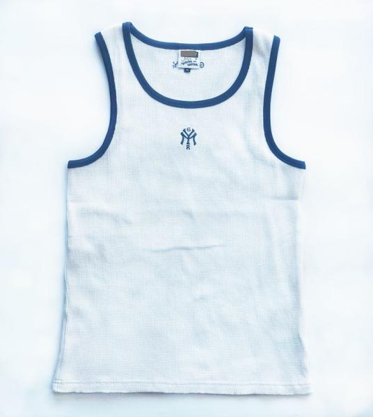 Quality Mens tanktop featuring 100 percent cotton waffle fabric body solid color with contrast color rib piping around neck and armhole for sale