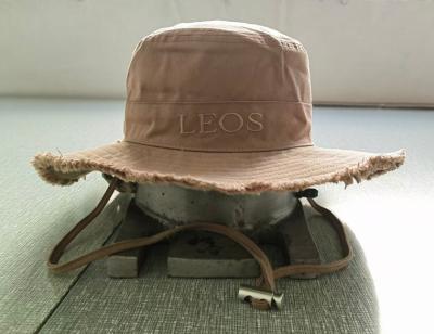 China Mens Womens Casual Cotton Hat 280GSM Thick Twill Fabric Frayed Brim Adjustable Cord Stopper Embroidered Logo Circular Size for sale