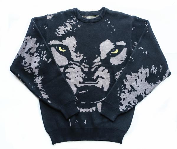 Quality Mens Sweater Casual Fit Thick Cotton Pullover With Jacquard Wolf Pattern And Embroidery Sleeve For Daily Life for sale