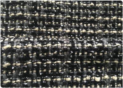 China Channel Style Woven Lightweight Wool Fabric Black And White 150 CM Width OEM 500 G for sale