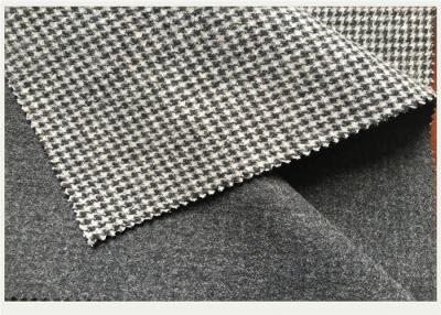 China Causal Suit / Pants Houndstooth Tartan Wool Fabric Black And White 820g for sale