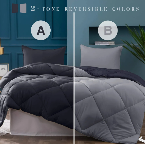 Close-up of microfiber comforter stitching