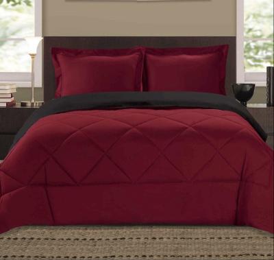 China Red Black Bicolour Microfiber Duvet Cover Set 75gsm King Size Soft Prewashable for sale