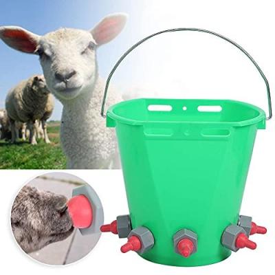 China Plastic Lamb Milk Feed Bucket Multiple Nipples 8L Animal Feeding Pot for sale