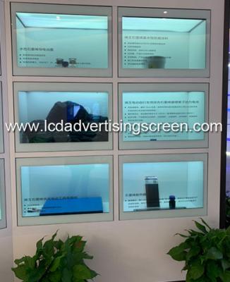China Encaixe o tela táctil completo da parede video transparente HD da caixa de exposição do LCD à venda