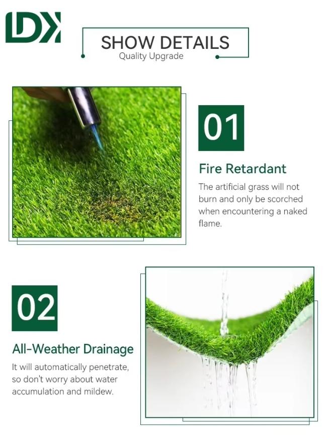 Artificial grass roll showing backing material