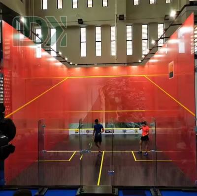 Chine Nouveau design court de squash rouge Court de squash panoramique rouge Mur en verre de squash à vendre